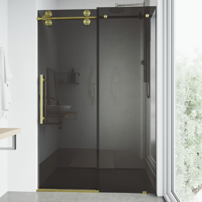 VIGO Elan 56-60" W x 74" H Sliding Frameless Shower Door with 3/8" Tinted Glass & Reviews | Wayfair